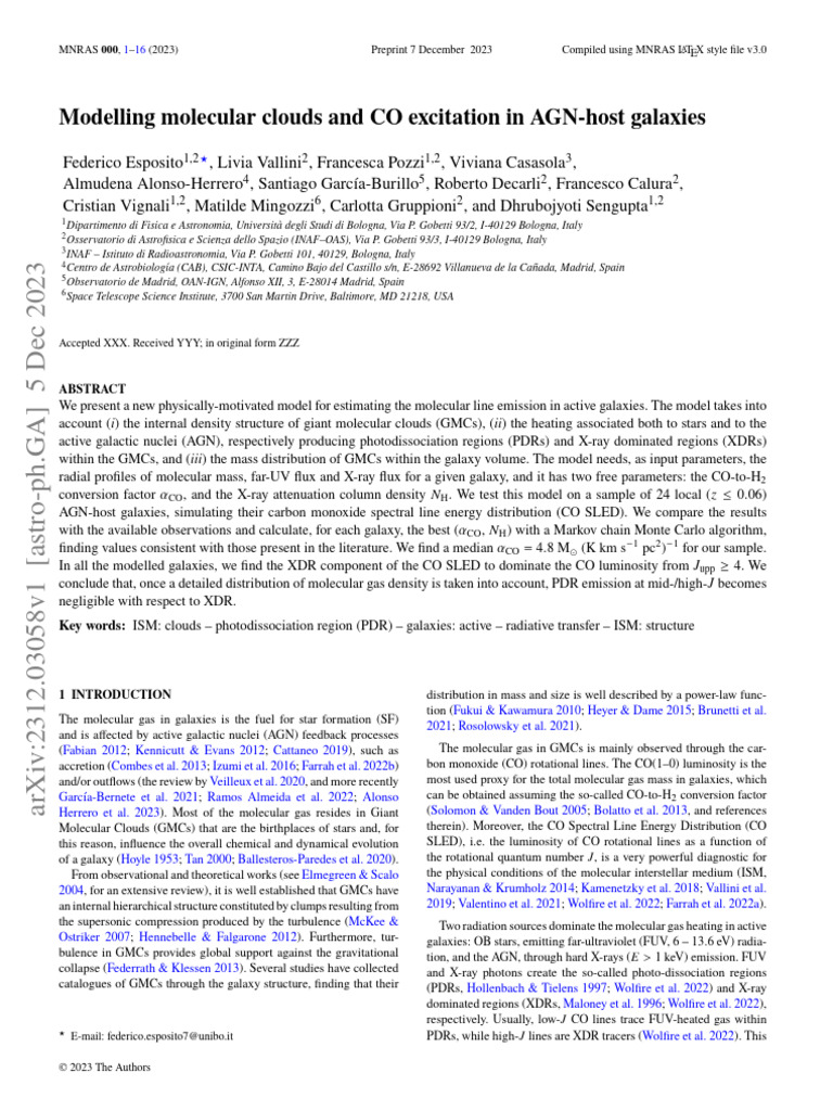 2023 Esposito - Modelling Molecular Clouds and CO Excitation in AGN-host Galaxies | PDF | Milky ...