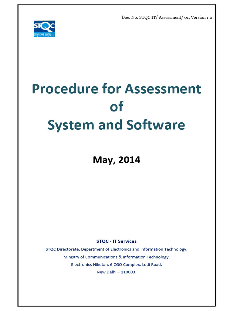 Procedure System and Software Assessment STQC May14 | PDF | Verification And Validation ...