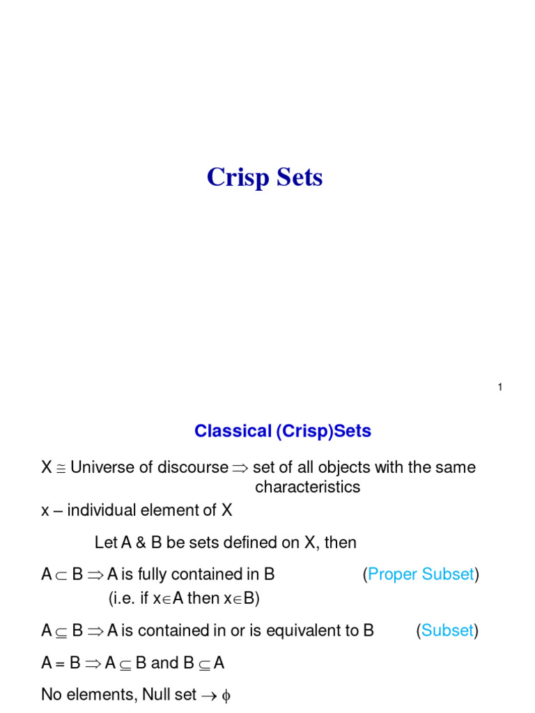 Soft Computing Lecture 1 On Crisp Sets | PDF | Set (Mathematics ...