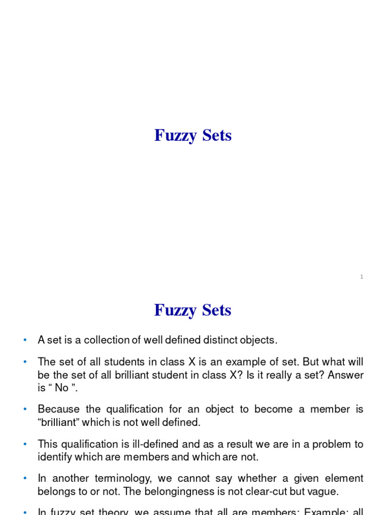 Soft Computing Lecture 2 On Fuzzy Sets Pdf Fuzzy Logic