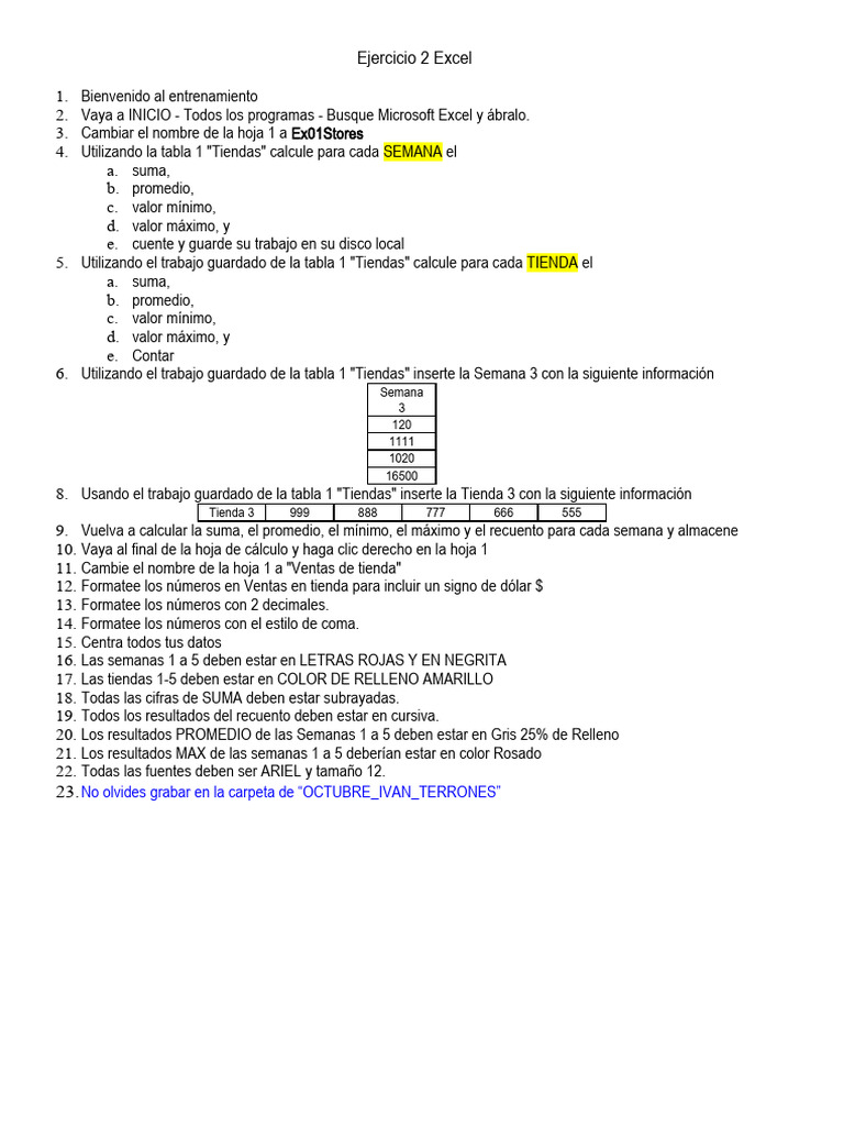 Ejercicio 2 Excel | PDF