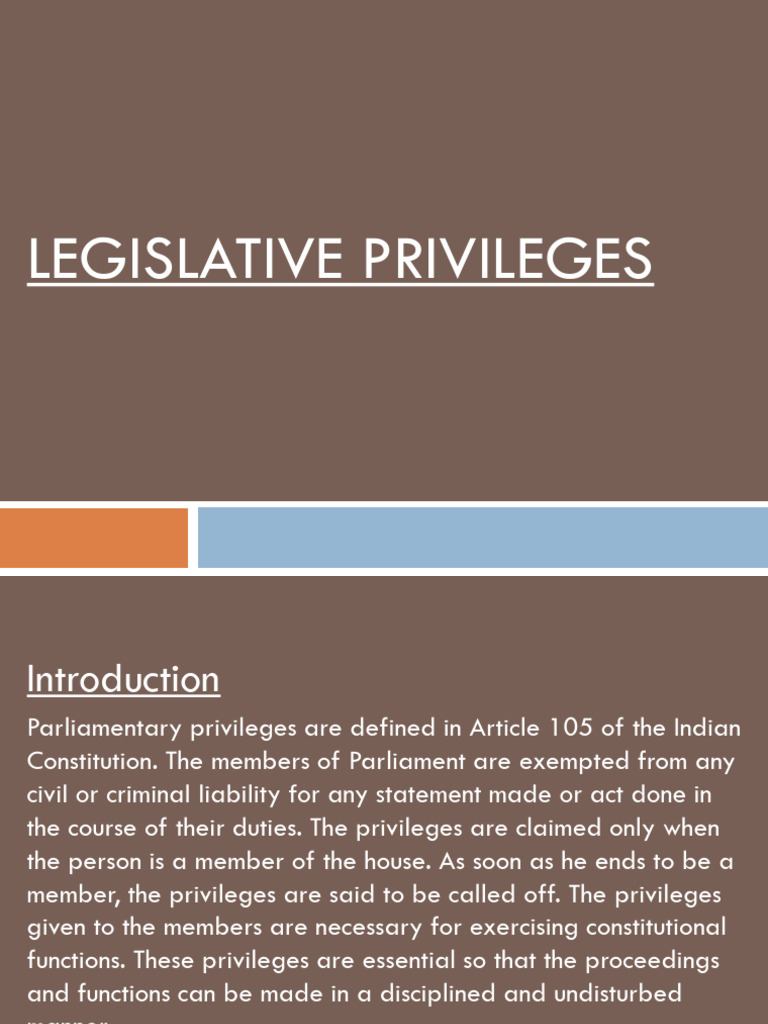 Legislative Privileges Ppt Pdf Contempt Of Court Parliamentary
