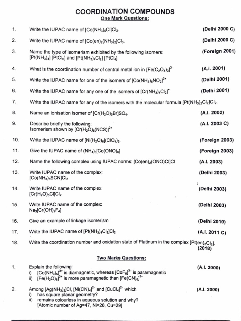 Coordination Compounds Pdf Coordination Complex Ligand