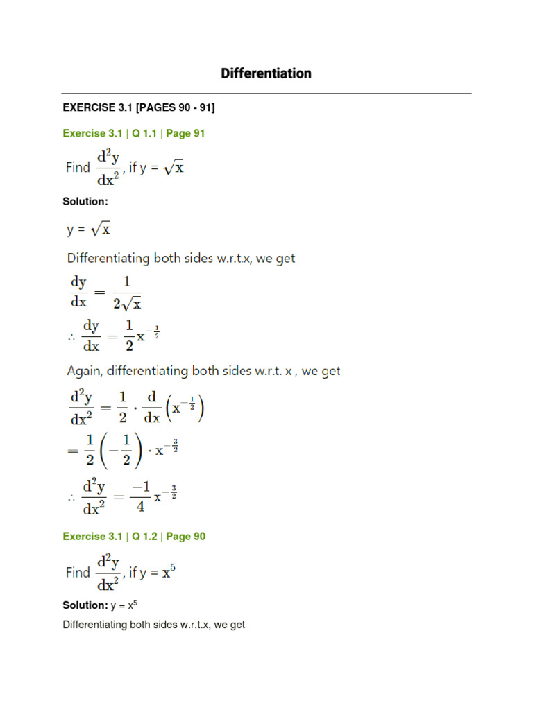 Differentiation Exercises and Solutions | PDF | Demand | Logarithm