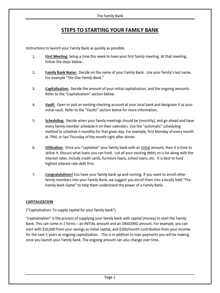 Steps To Starting Your Family Bank | PDF | Banks | Loans