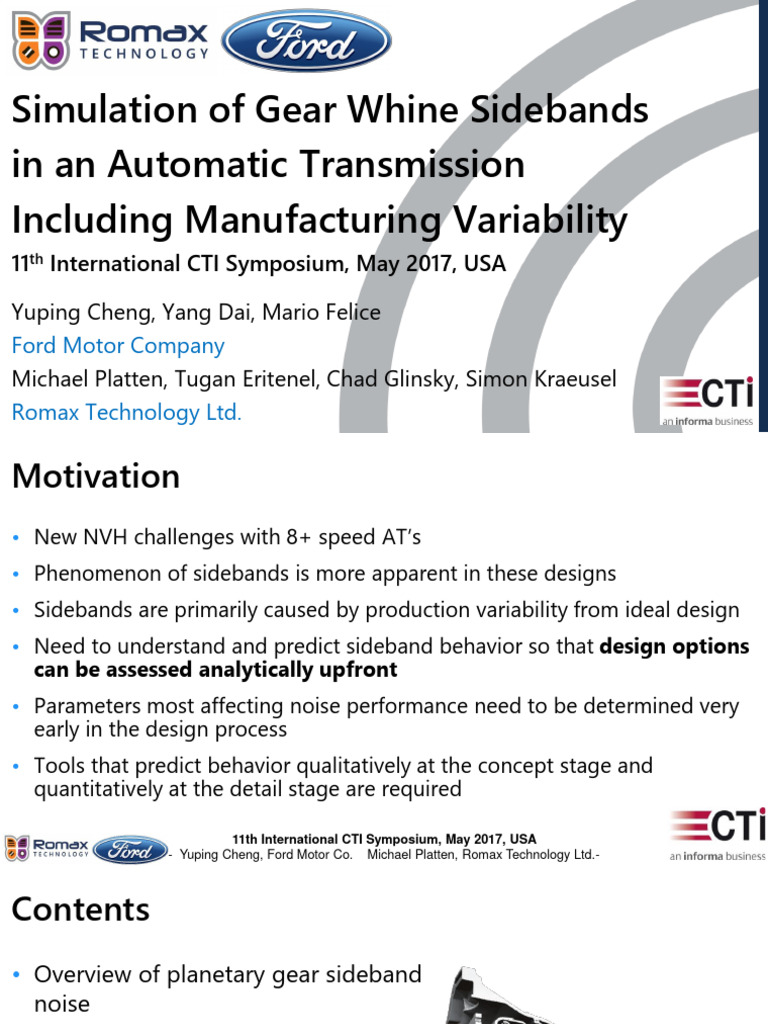 2017 CTI USA SimulationOfGearWhineInAT | PDF | Gear | Simulation