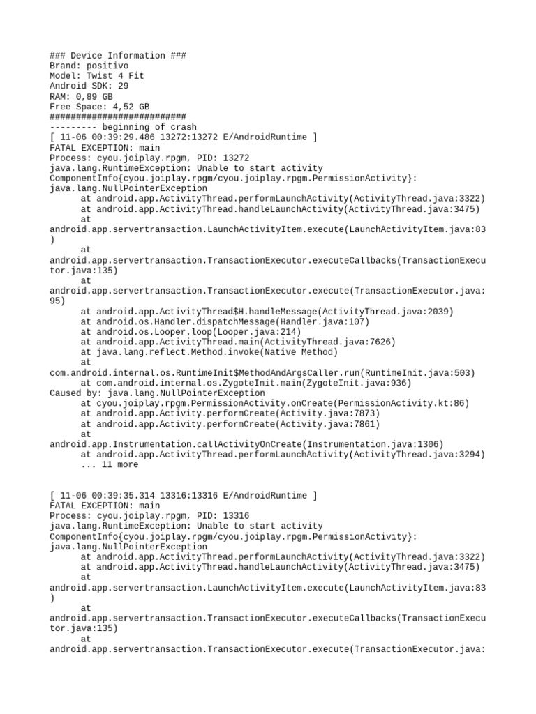 Log-2023_11_06_06_11 | PDF | Java (Programming Language) | Android (Operating System)