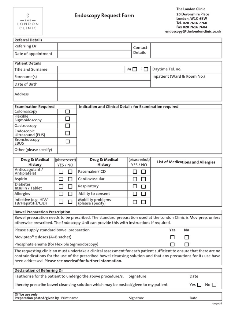 Endoscopy_Request | PDF | Drugs | Gastroenterology