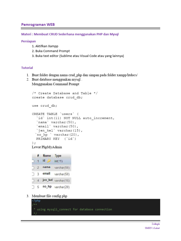 Membuat CRUD Dengan PHP Dan MySql | PDF Membuat CRUD Dengan PHP Dan MySql | PDF