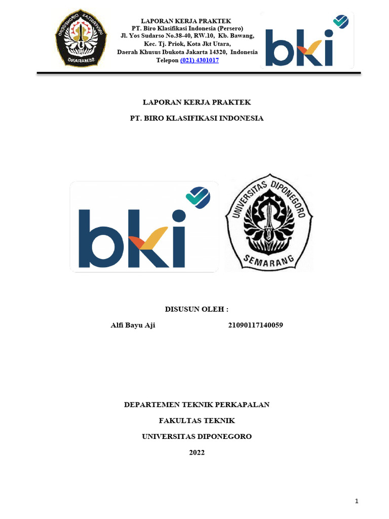 Laporan Kerja Praktek Bki Alfi Bayu Aji Fix | PDF