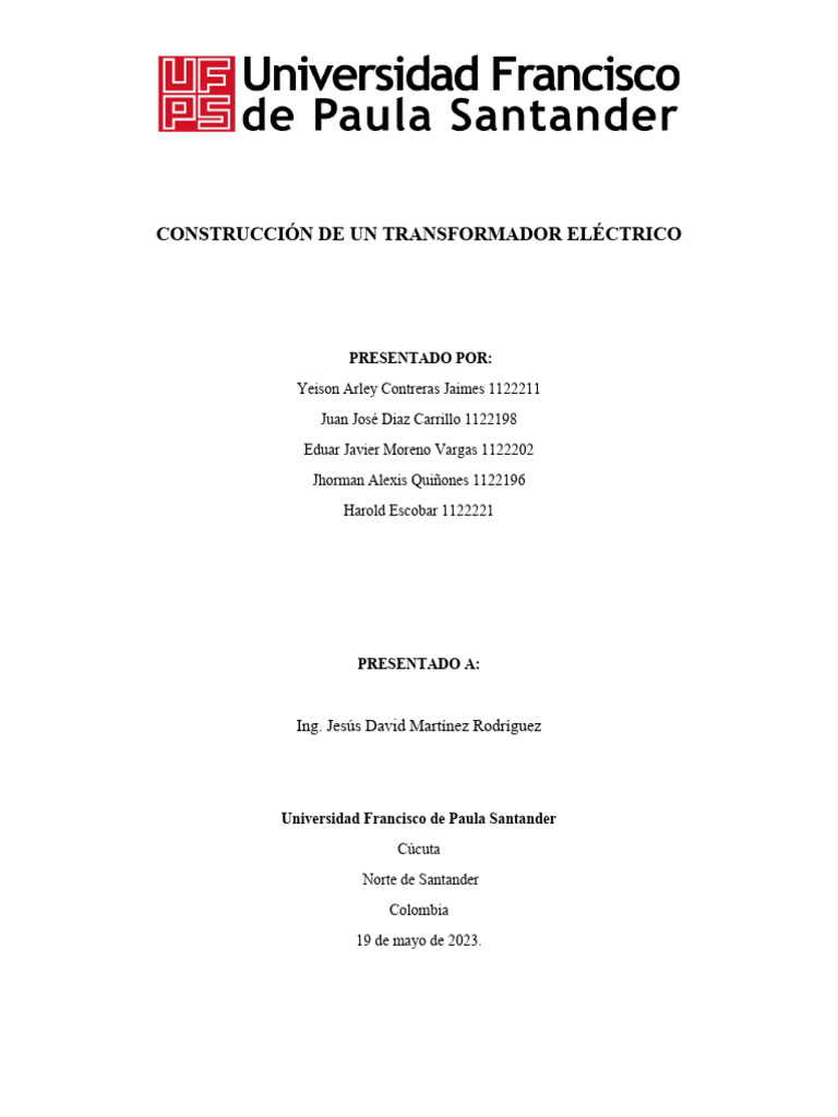 Construcción de Un Transformador Eléctrico | PDF | Transformador | Inductor
