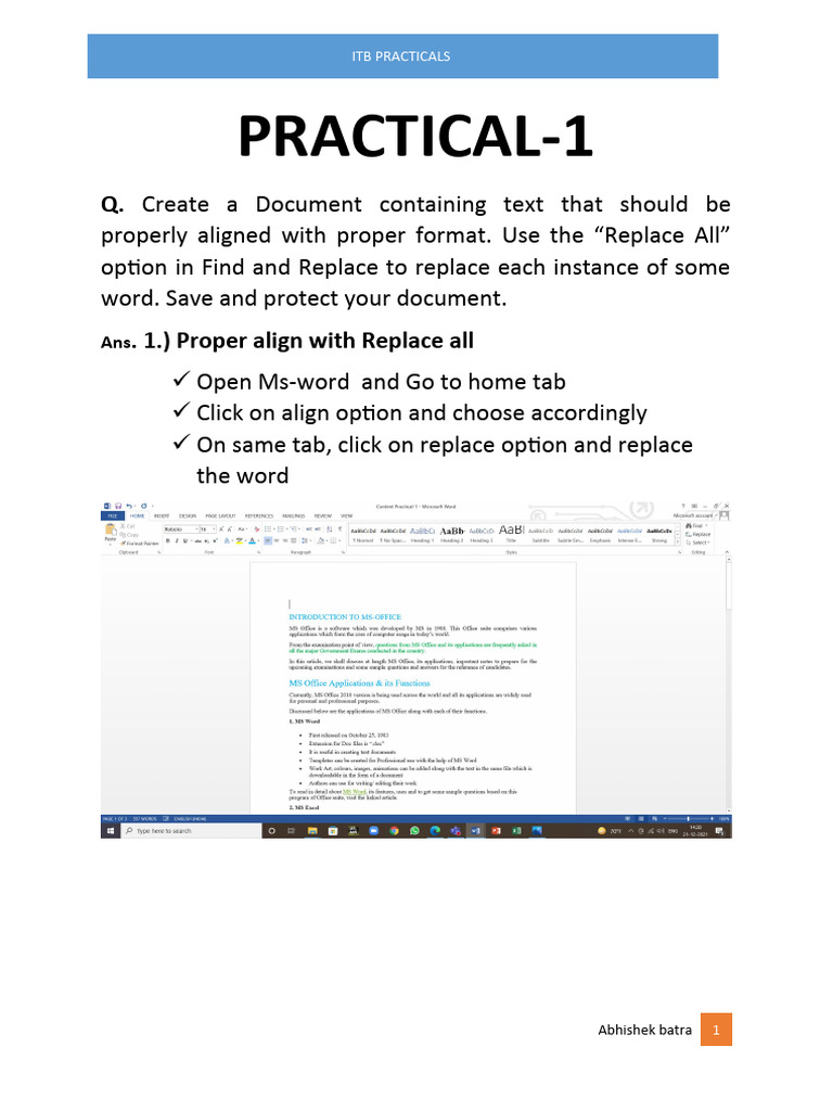 ITB Practicals | PDF | Microsoft Word | Computer Data Storage