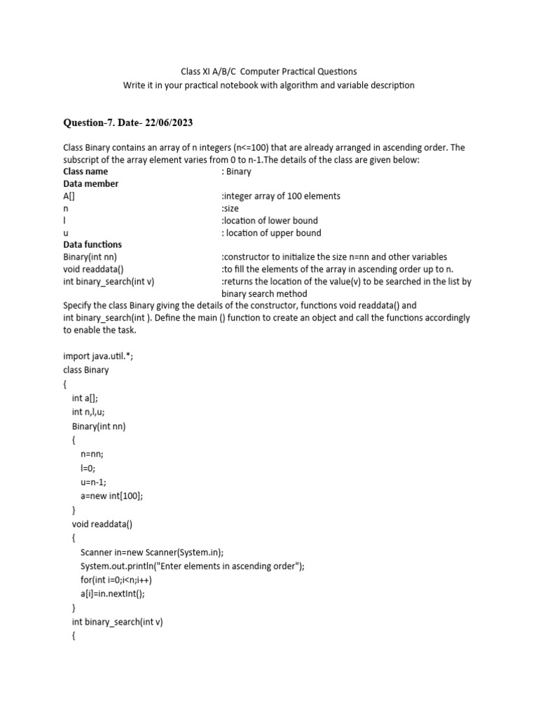 Class 11 Assignment 7 (Prac) | PDF | Computer Programming | Theoretical Computer Science