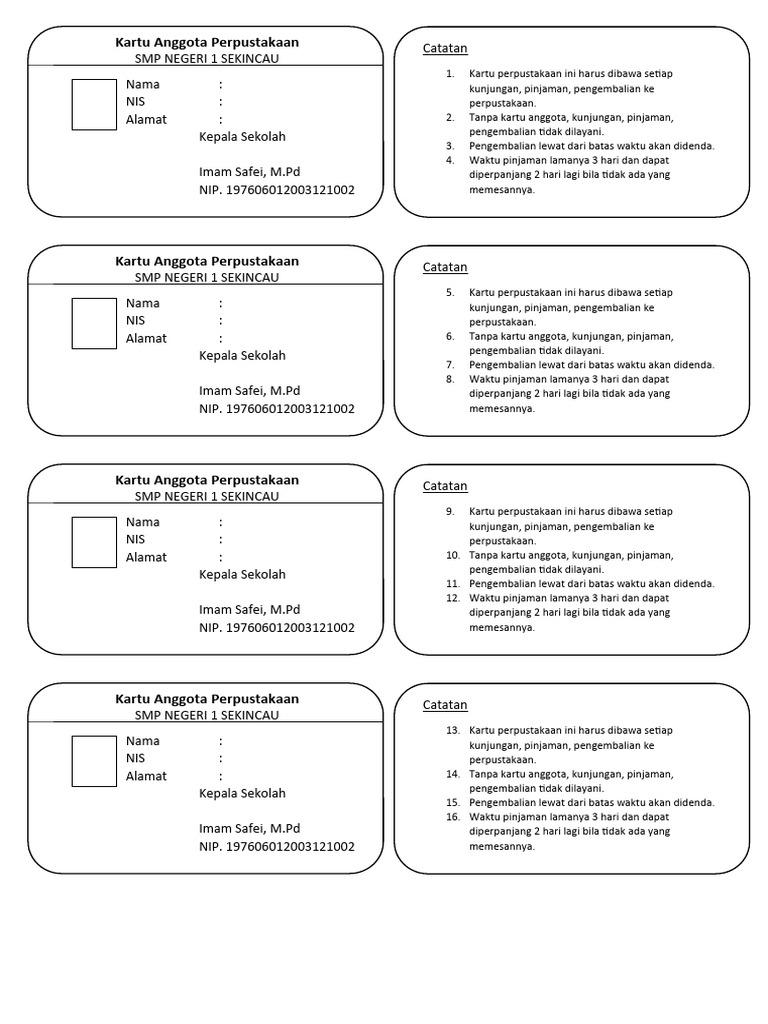 Kartu Anggota Perpus | PDF