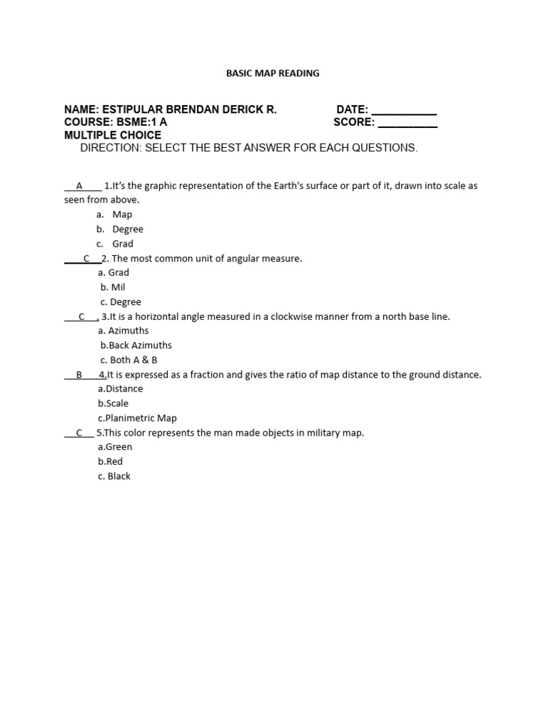Basic Map Reading Activity | PDF Basic Map Reading Activity | PDF
