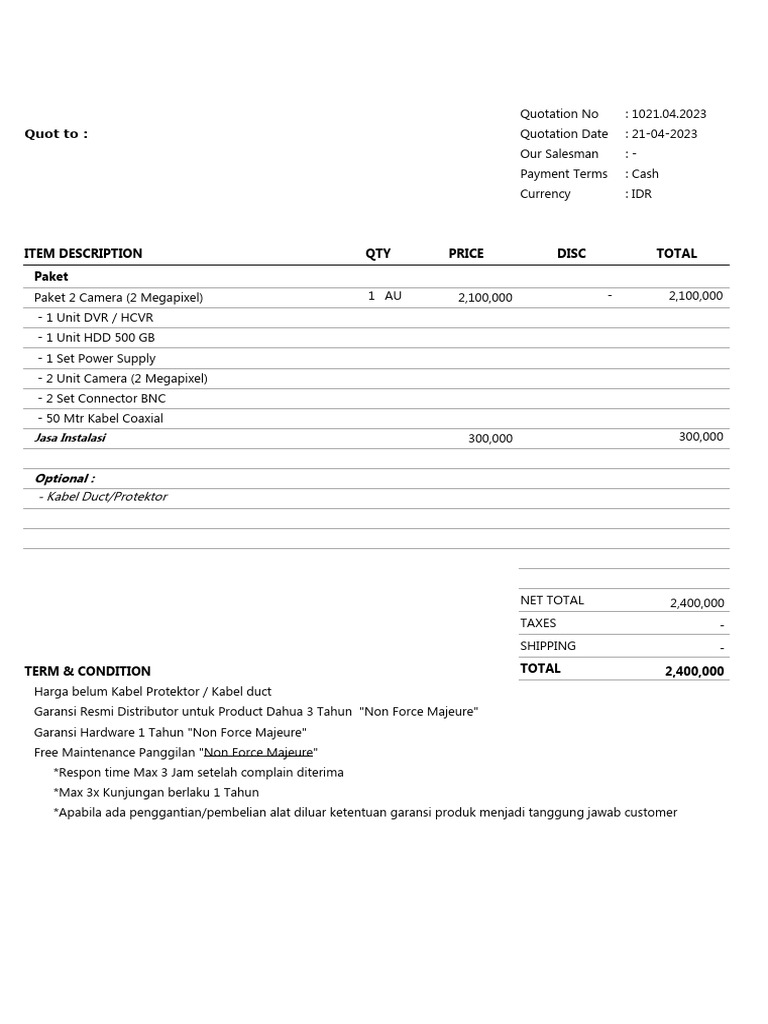 Form Quotation | PDF