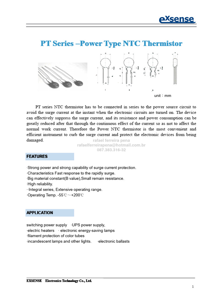 Data+Sheet+Ntc 5d5 | PDF | Electrical Resistance And Conductance | Electrical Engineering