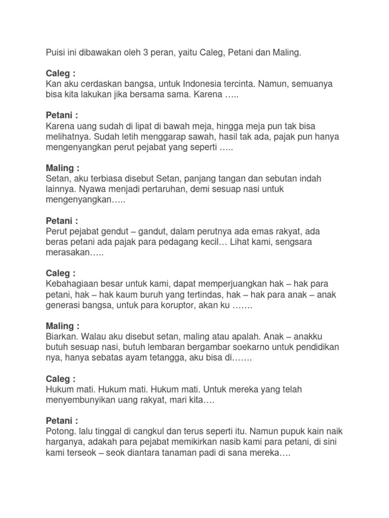 Puisi Berantai, Caleg, Petani, Dan Maling | PDF | Dewasa Muda