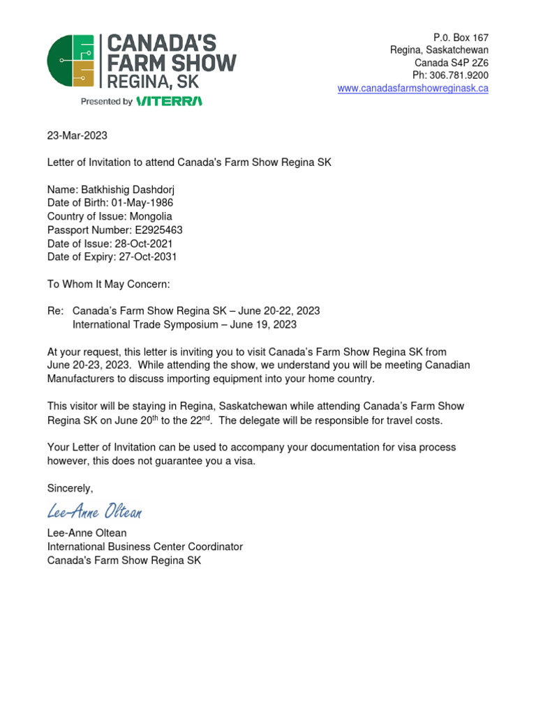 International Letter of Invitation | PDF