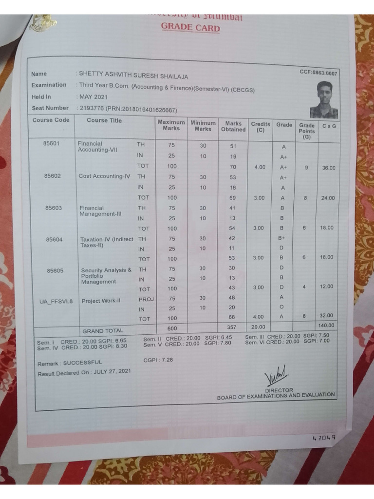 Graduation Marksheet - JPG Compressed | PDF