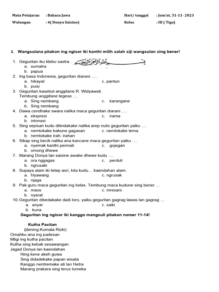 Wulangan 4 Basa Jawa | PDF | Language Arts & Discipline | Poetry