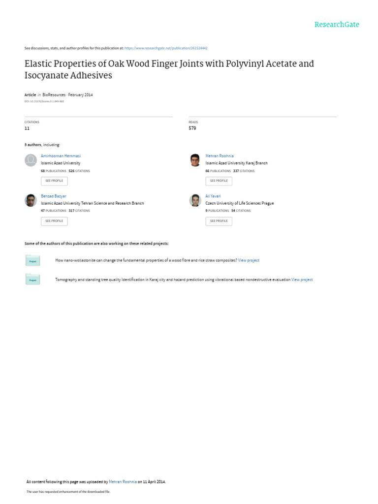 BioRes 09-1-849 Hemmasi KRBY Elastic Prop Oak Wood Finger Joints 4631 ...