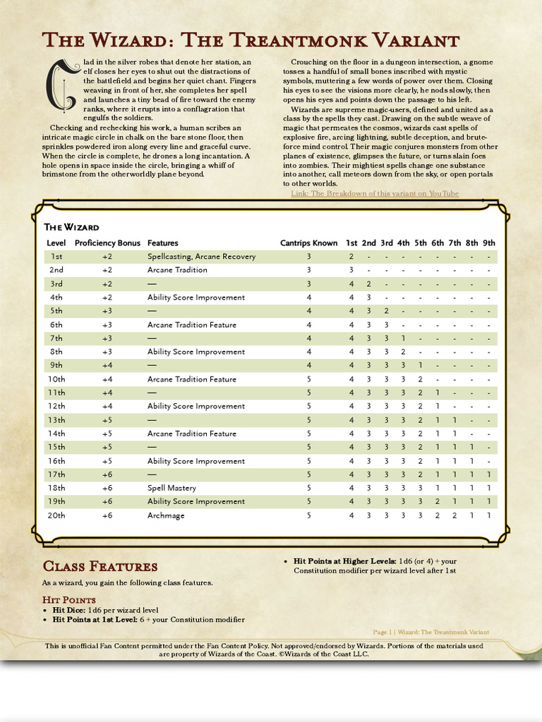Wizard - The Treantmonk Variant - GM Binder | Download Free PDF ...
