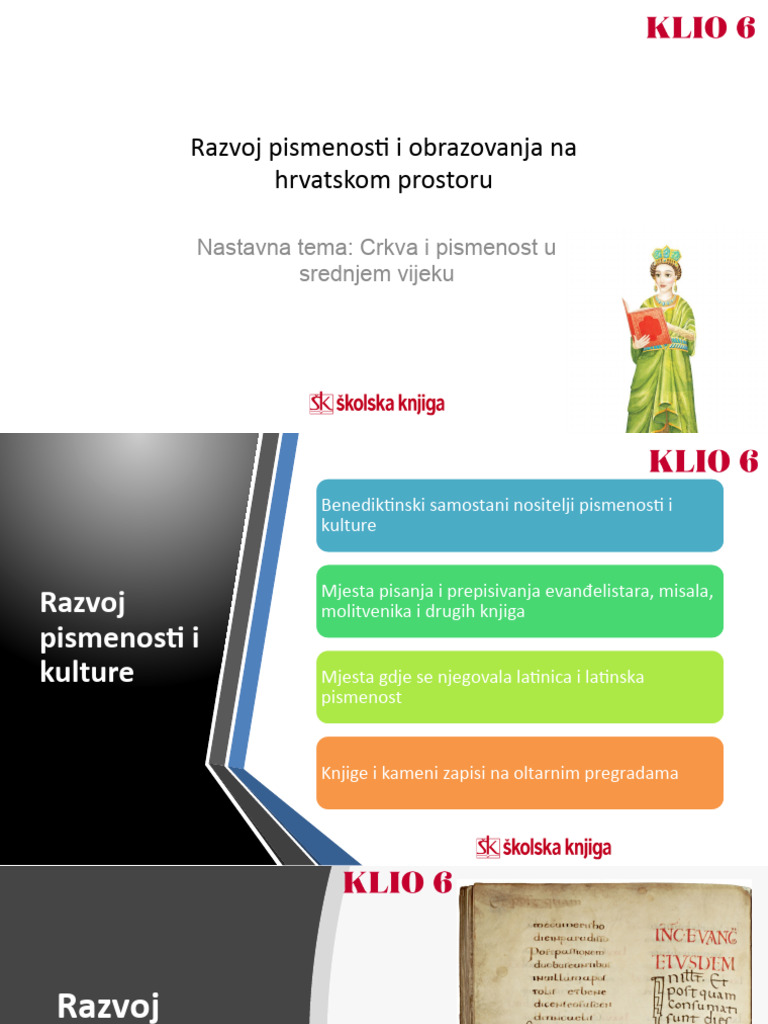 Klio 6 - PPT - 5.4. Razvoj Pismenosti I Obrazovanja Na Hrvatskom ...