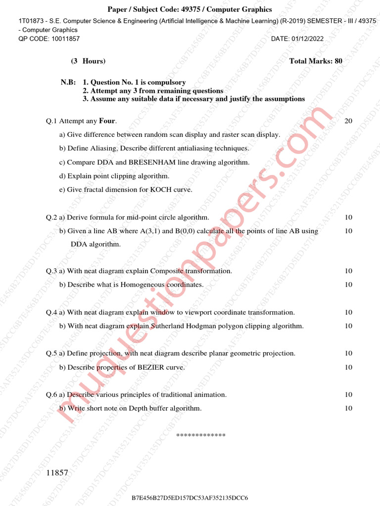 Be - Computer Engineering - Semester 3 - 2022 - December - Computer Graphicsrev 2019 C Scheme ...