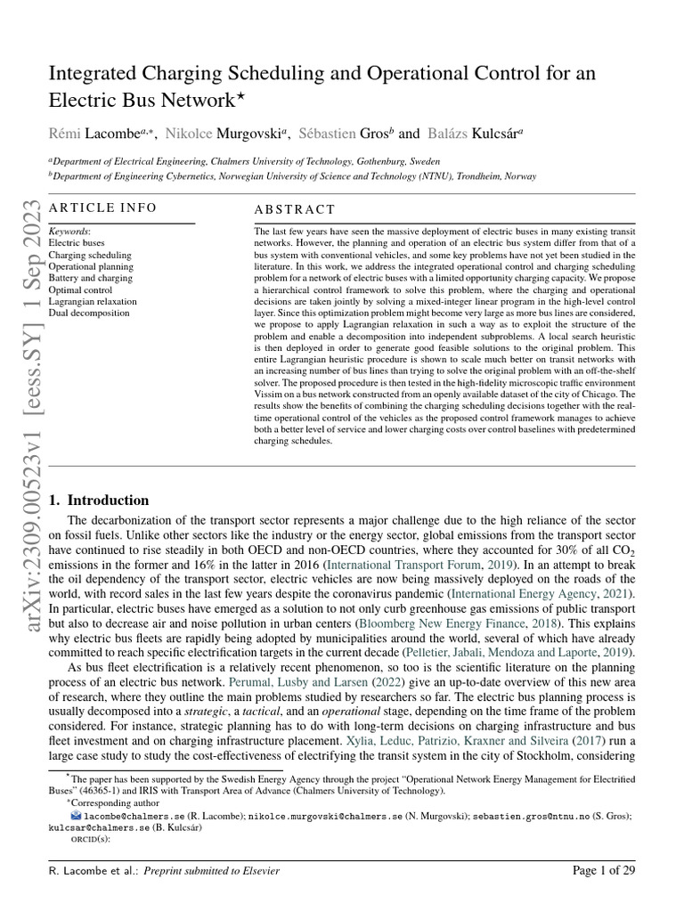 Integrated Charging Scheduling and Operational Con | PDF | Mathematical Optimization | Linear ...
