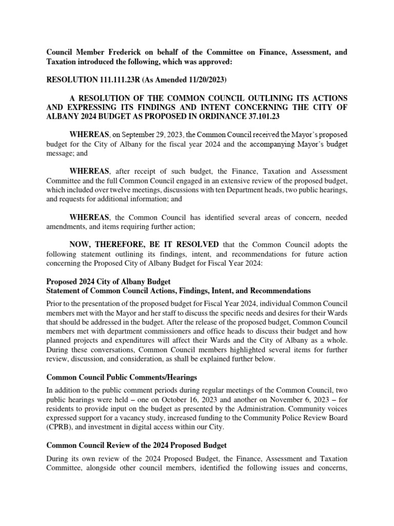Final Resolution 111.111.23R (Frederick) (Aa 11-20) Outlining Its ...