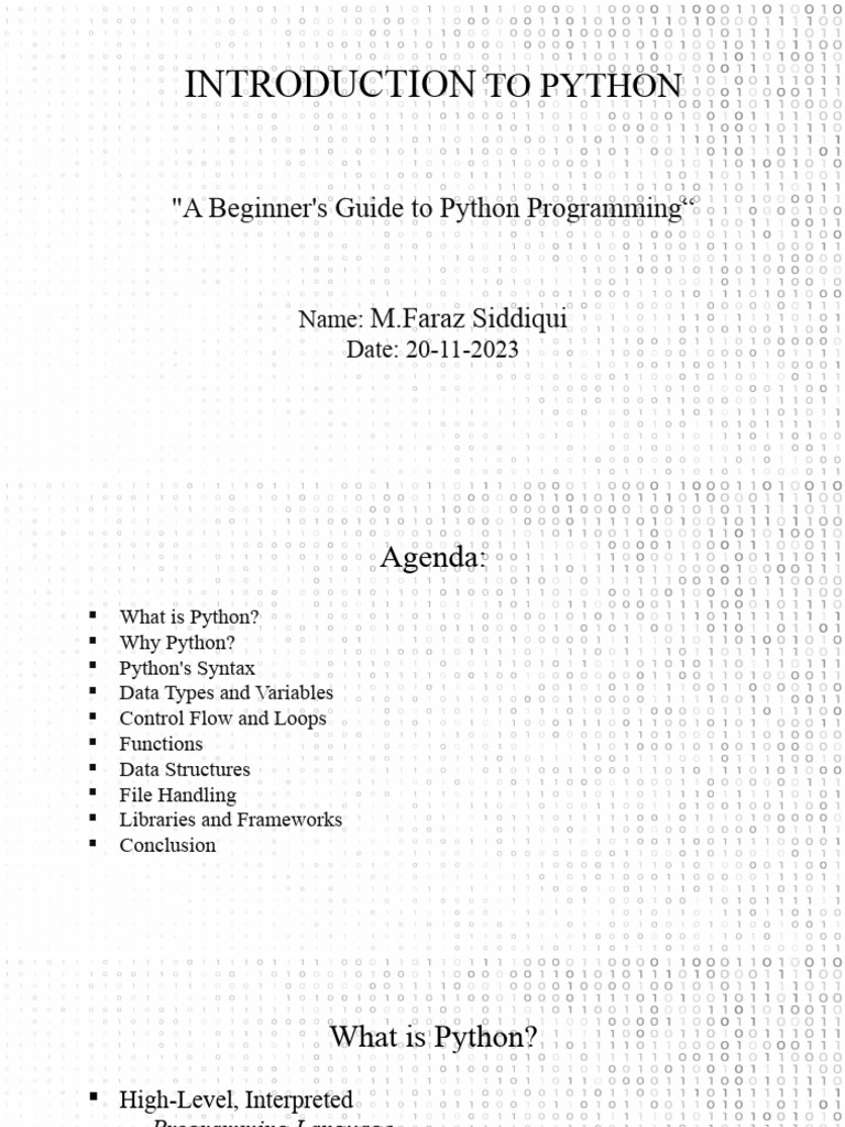 Introduction To Python Pdf Python Programming Language Control Flow