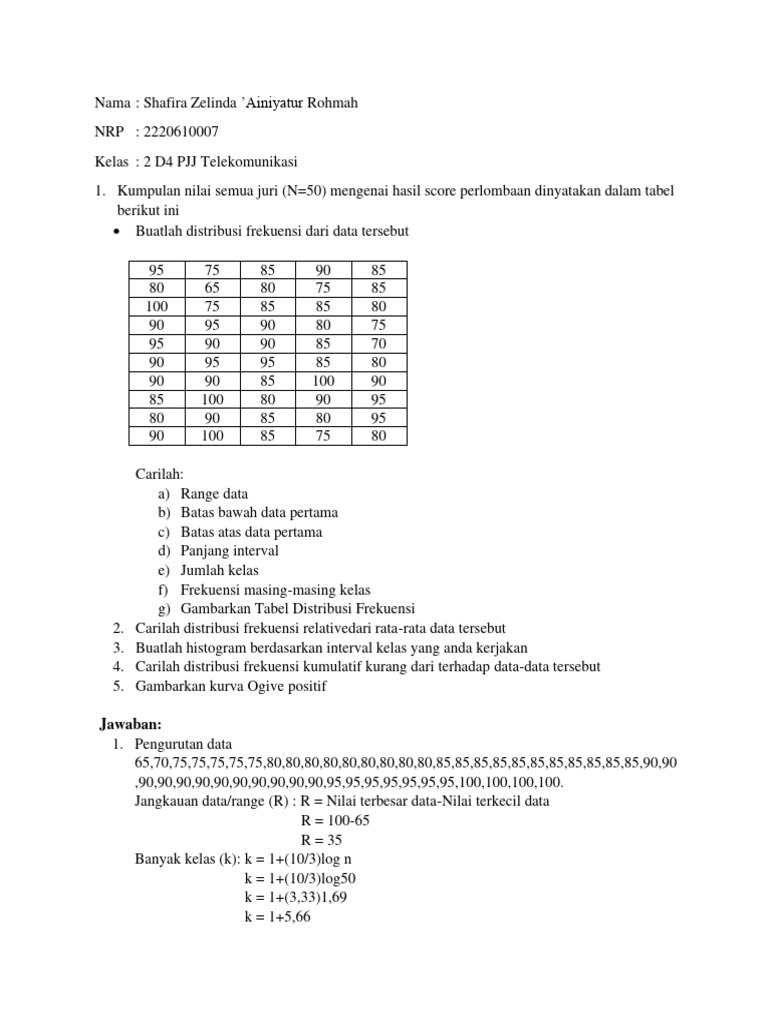 Analisis Distribusi Frekuensi Nilai Ujian | PDF