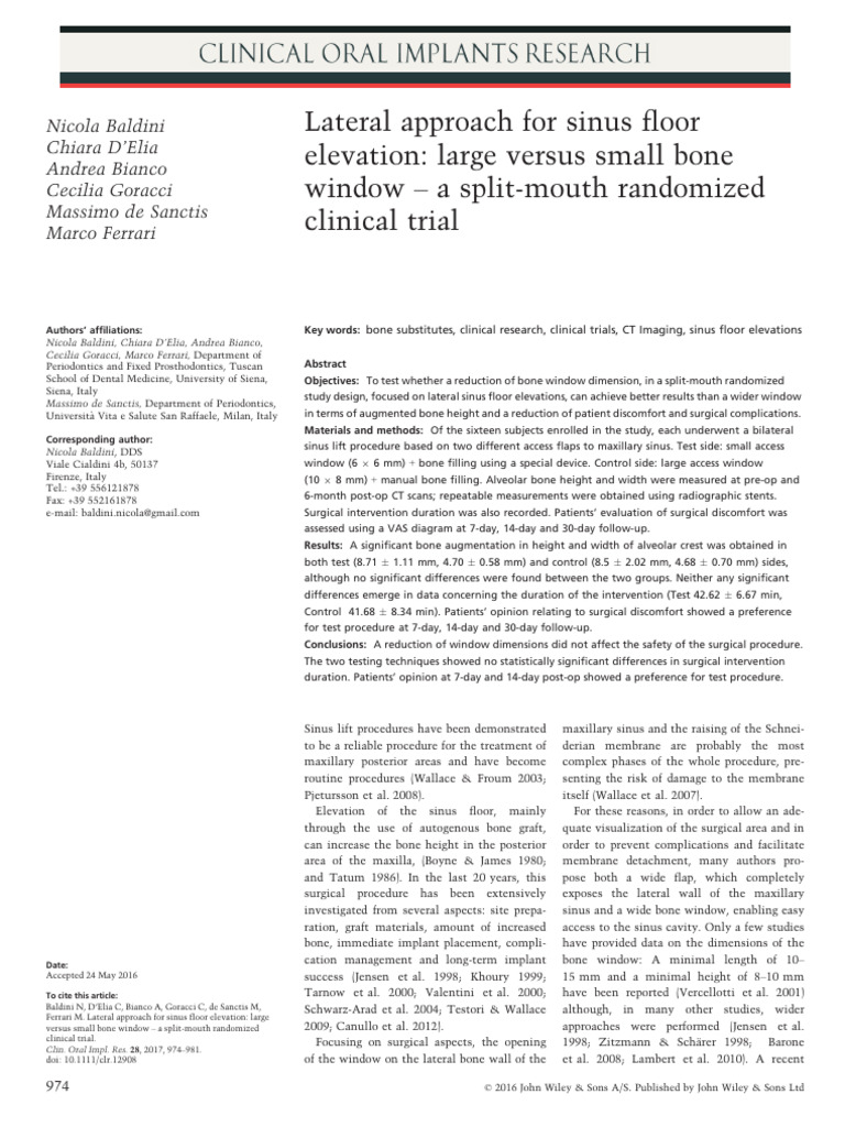 Clinical Oral Implants Res - 2016 - Baldini - Lateral Approach For ...