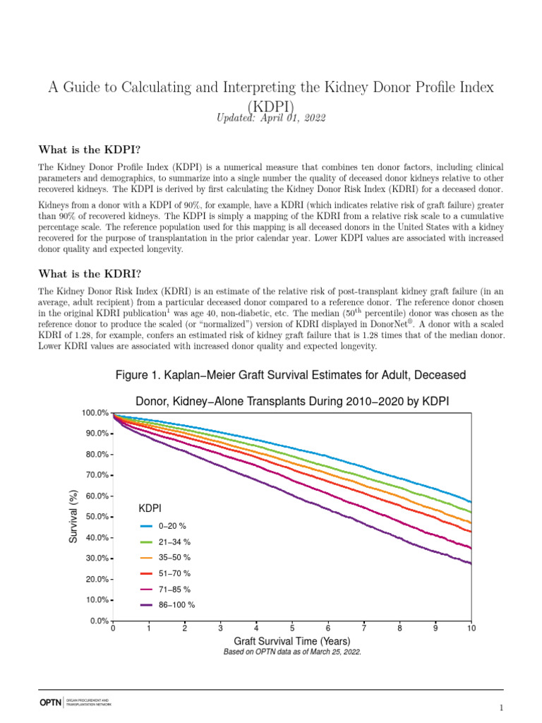 a Guide to Calculating and Interpreting the Kidney Donor Profle Index ...