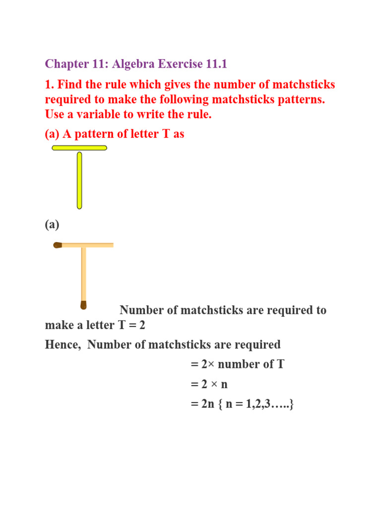 Algebra 11.1 Class 6 | PDF | Mathematics