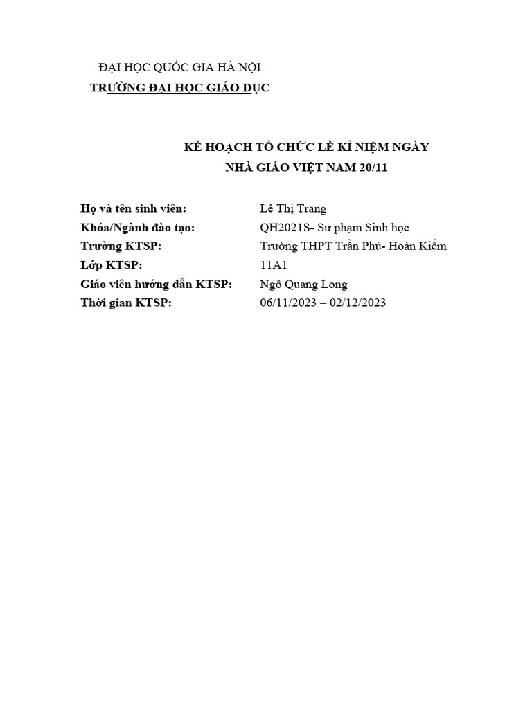 Sinh Ho T Trong L P | PDF