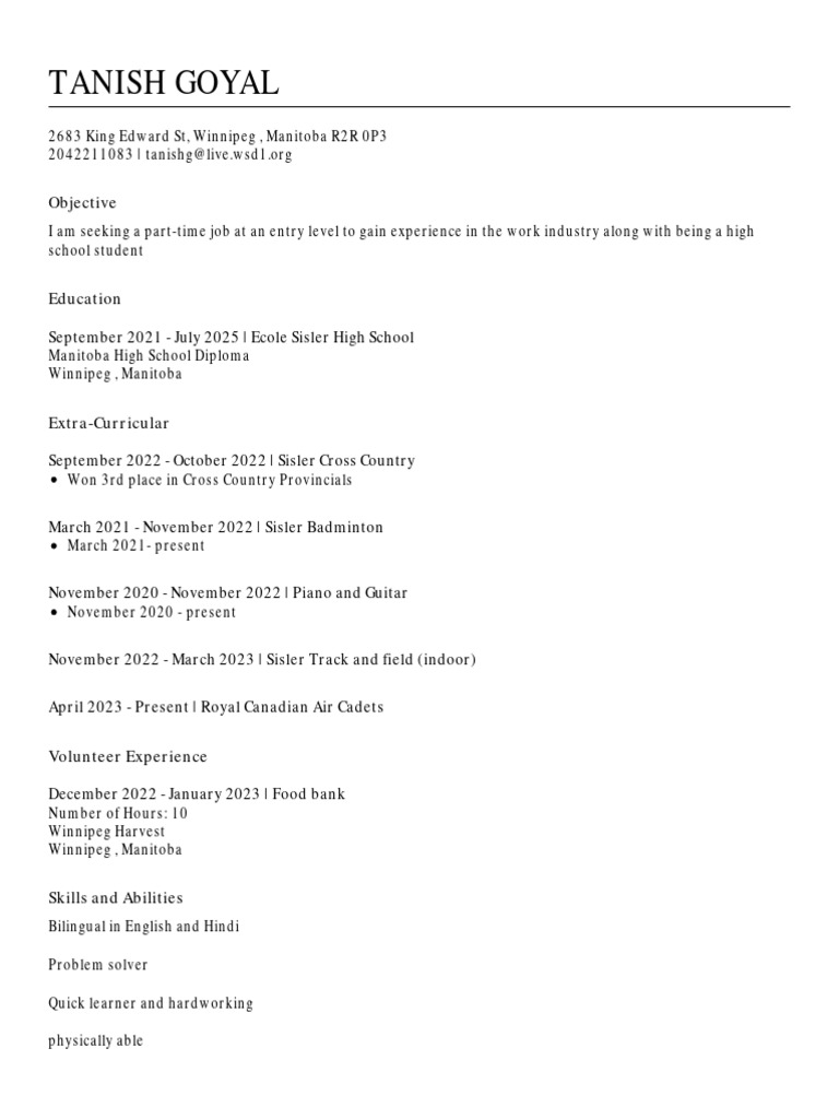 TANISH GOYAL Resume - Resume | PDF