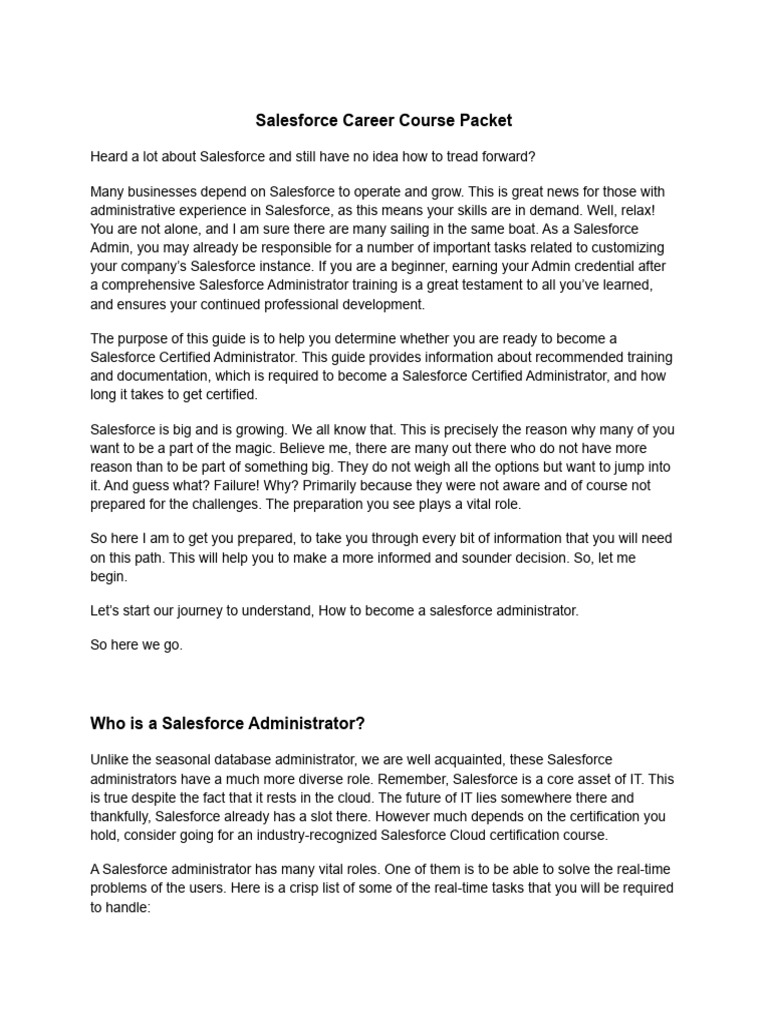 Course Packet For Salesforce Academy | PDF | Customer Relationship ...