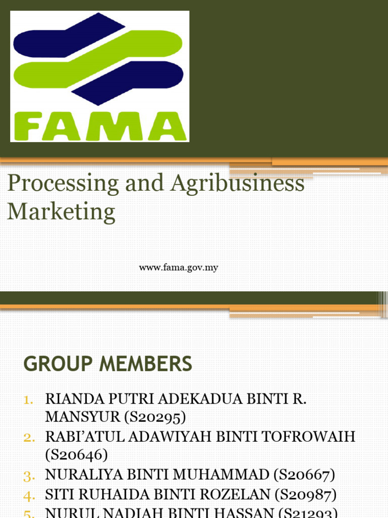 FAMA: Agribusiness Marketing Overview | PDF | Food And Drink | Agriculture