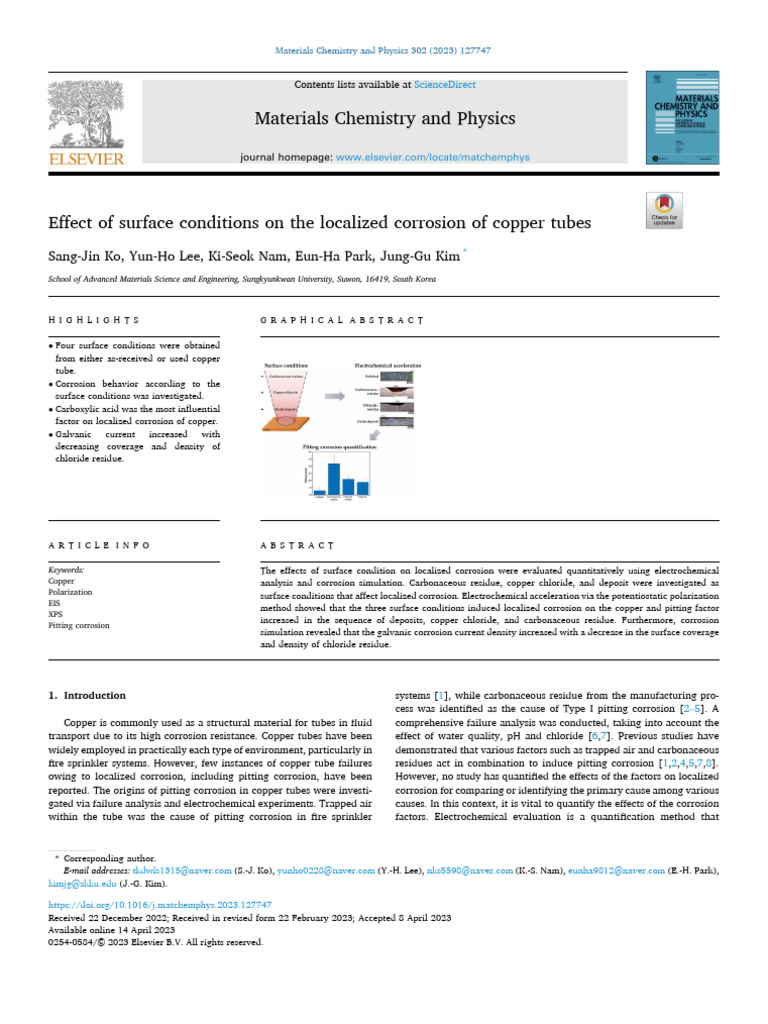 Corrosion of Copper Tubes XPS ET Mécanism 23 | PDF | Corrosion ...