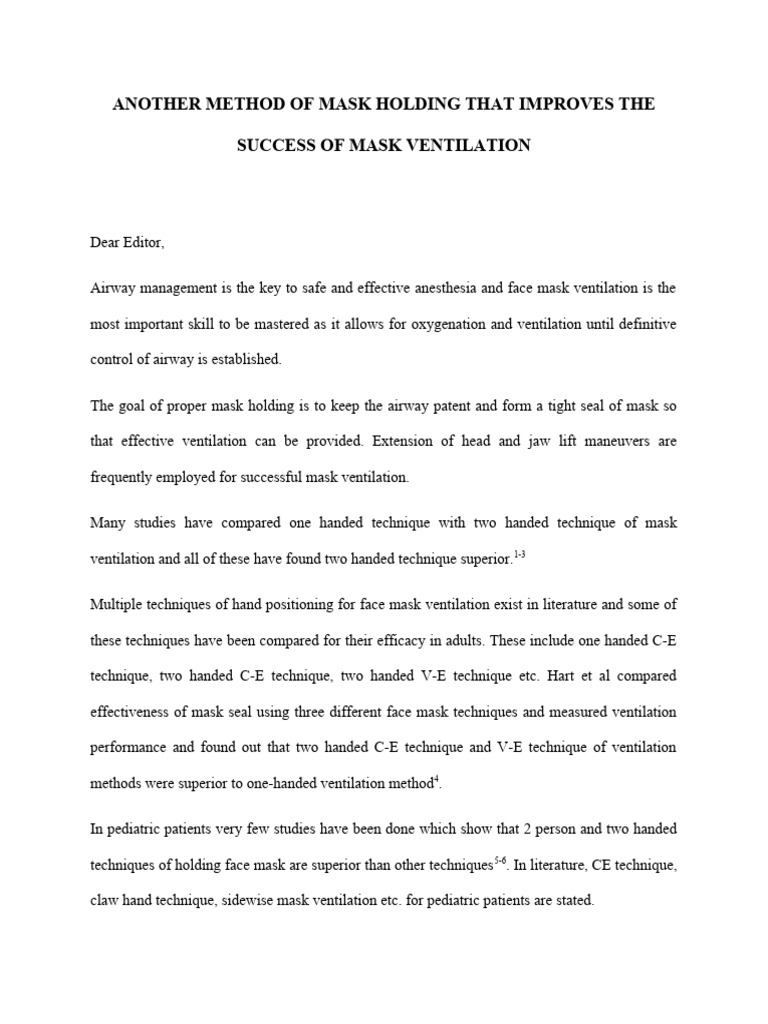 Another Method of Mask Holding That Improves The Success of Mask ...