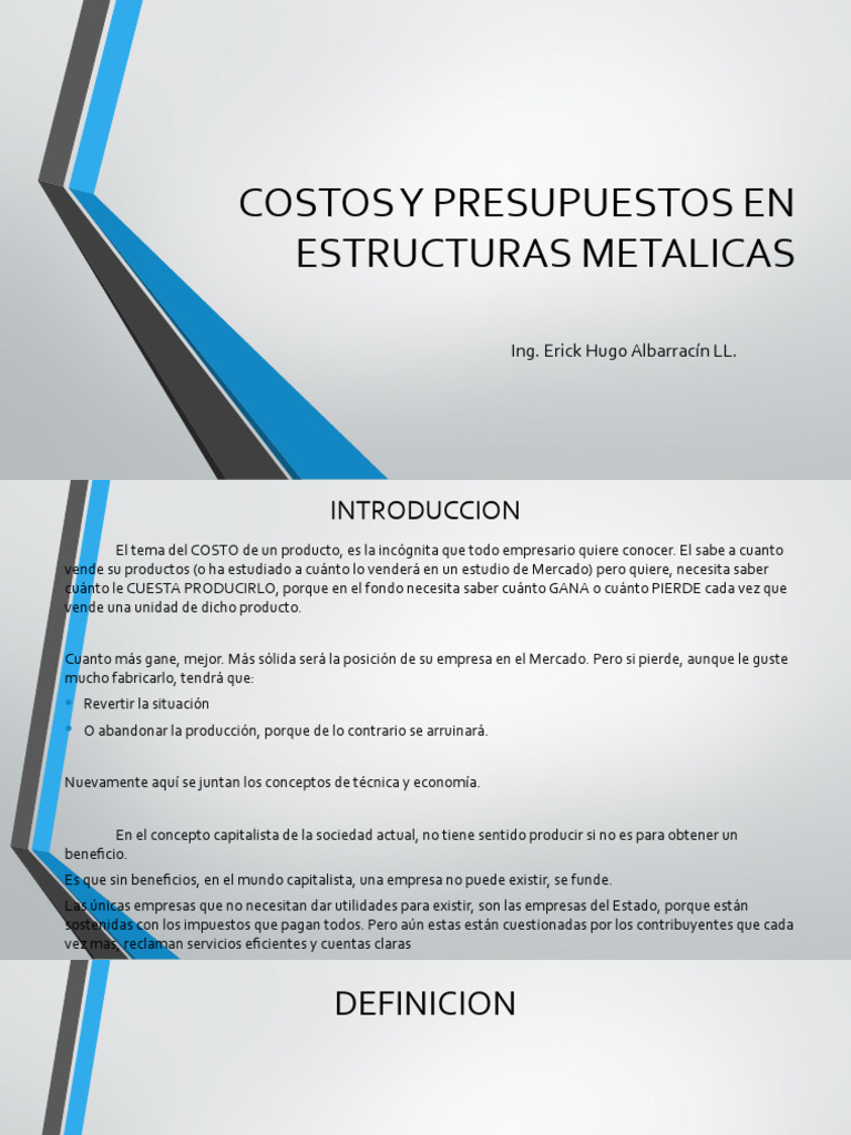 Costos y Presupuestos (Presentación) | PDF | Presupuesto | Costo