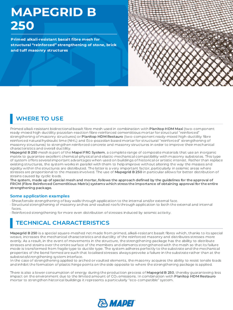 Mapegrid B 250 | Download Free PDF | Concrete | Masonry