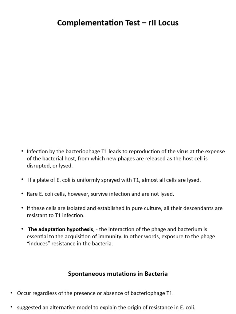 Btech Complementation Test RII Locus | PDF | Plasmid | Bacteriophage