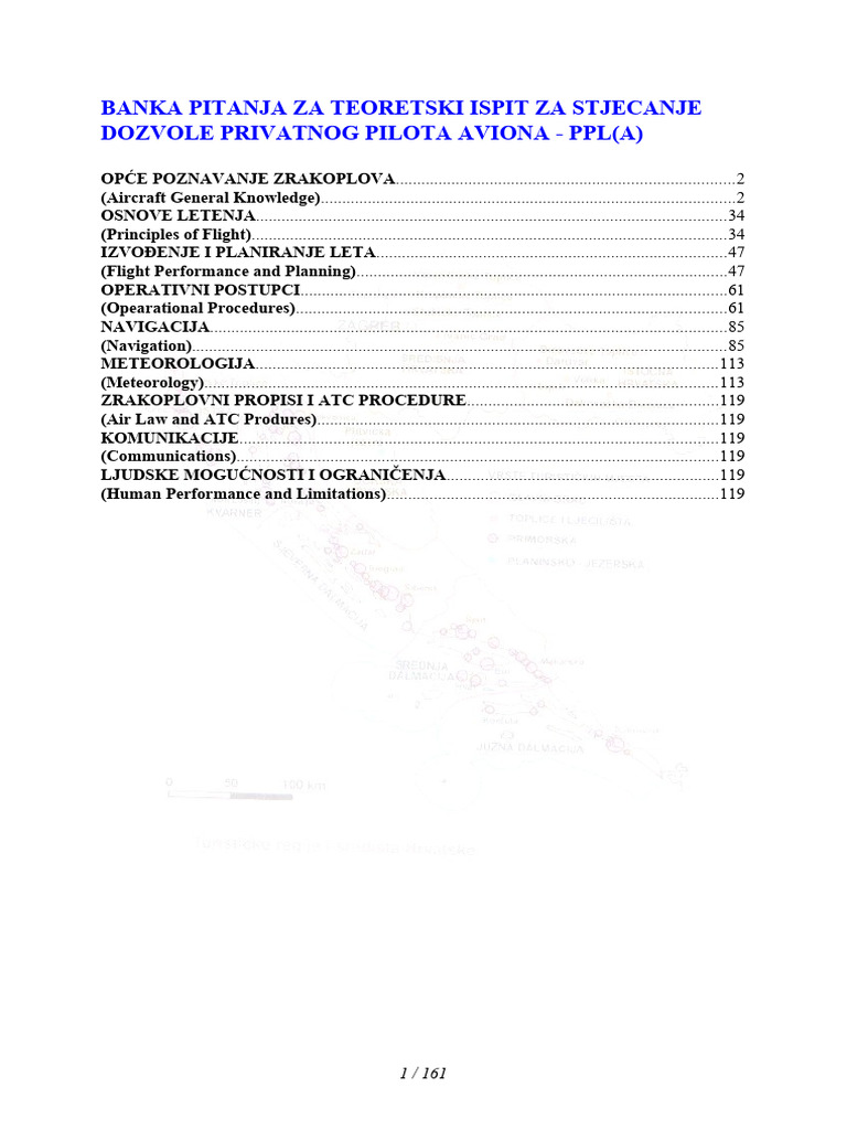 Banka Pitanja Za Teoretski Ispit Za Stjecanje Dozvole Privatnog Pilota Aviona | PDF