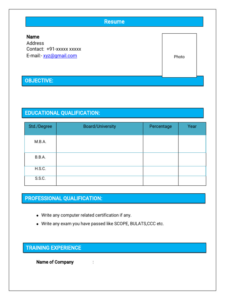 Resume Format - C | PDF