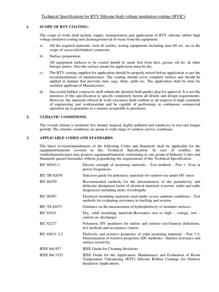 Section-GTR, Revision-14 - TS of RTV Coating - Annexure H - Rev 1 | PDF ...