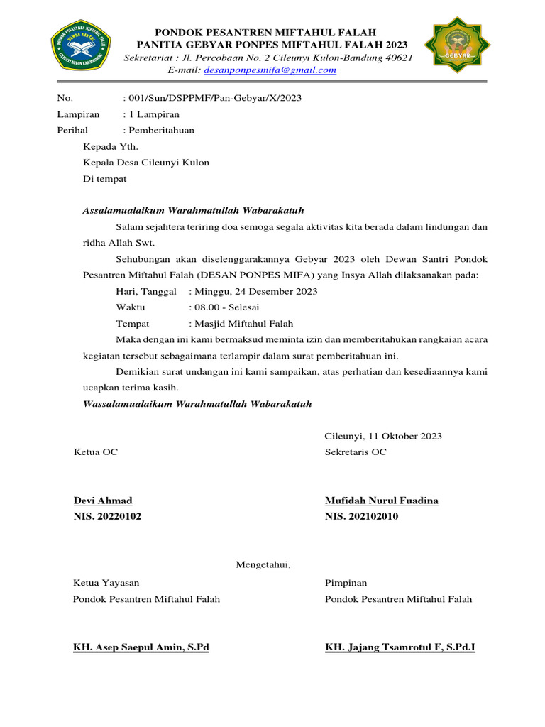 02-001-Surat Pemberitahuan DESA | PDF