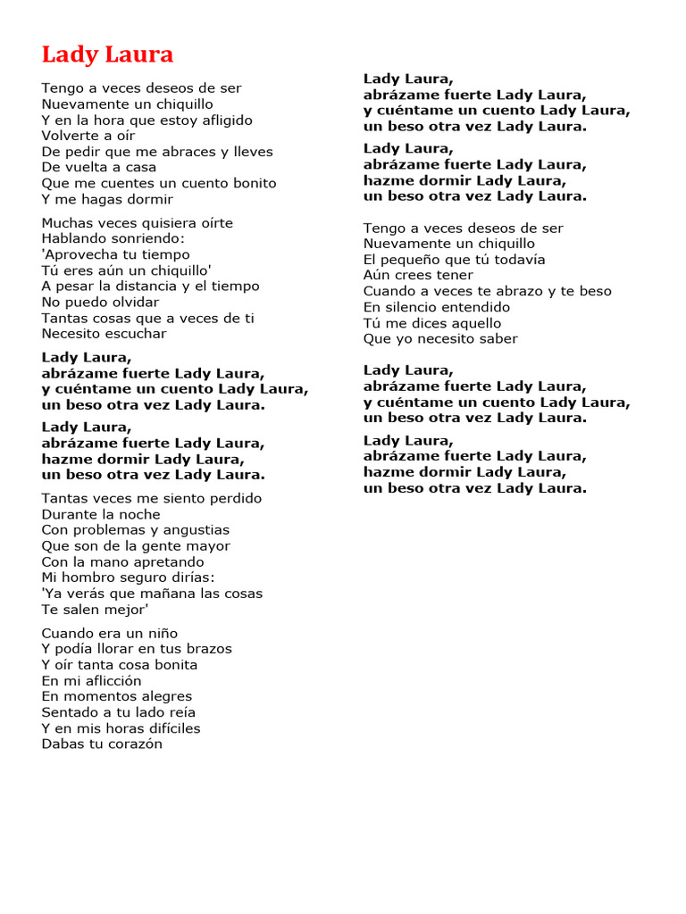 Letra de "Lady Laura" en español | PDF